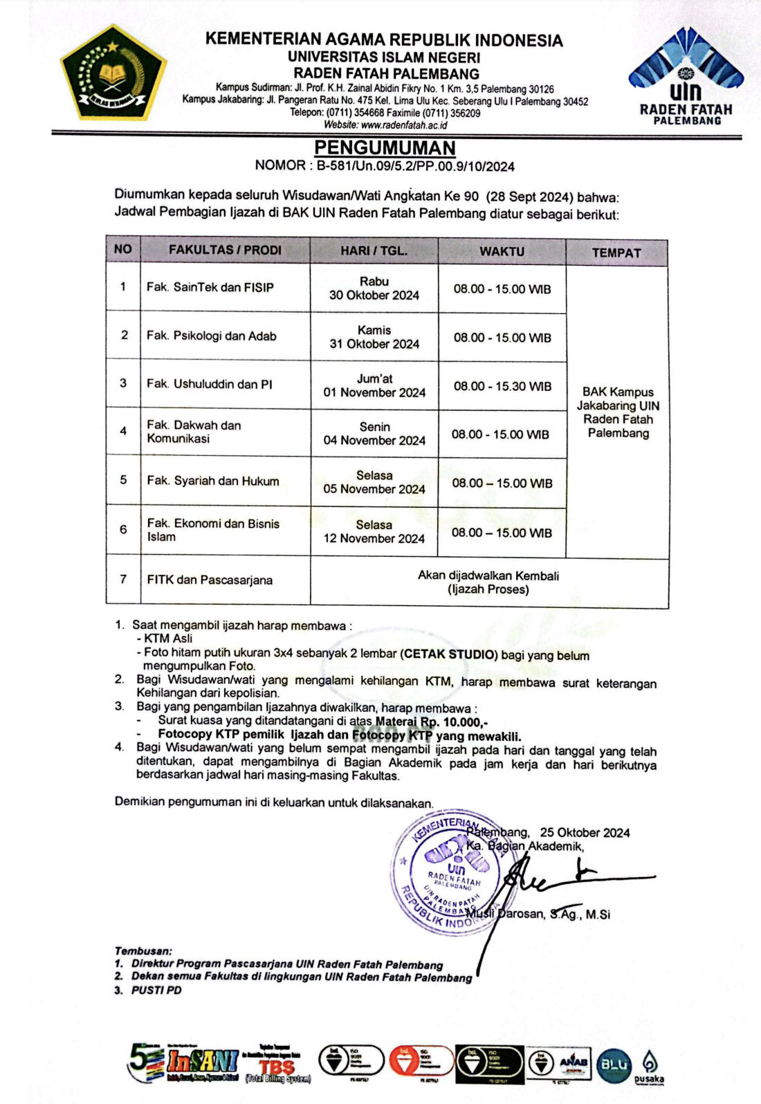 Pengumuman Jadwal Pengambilan Ijazah Periode Wisuda Ke-90 UIN Raden ... Pengumuman Jadwal Pengambilan Ijazah Periode Wisuda Ke-90 UIN Raden ...